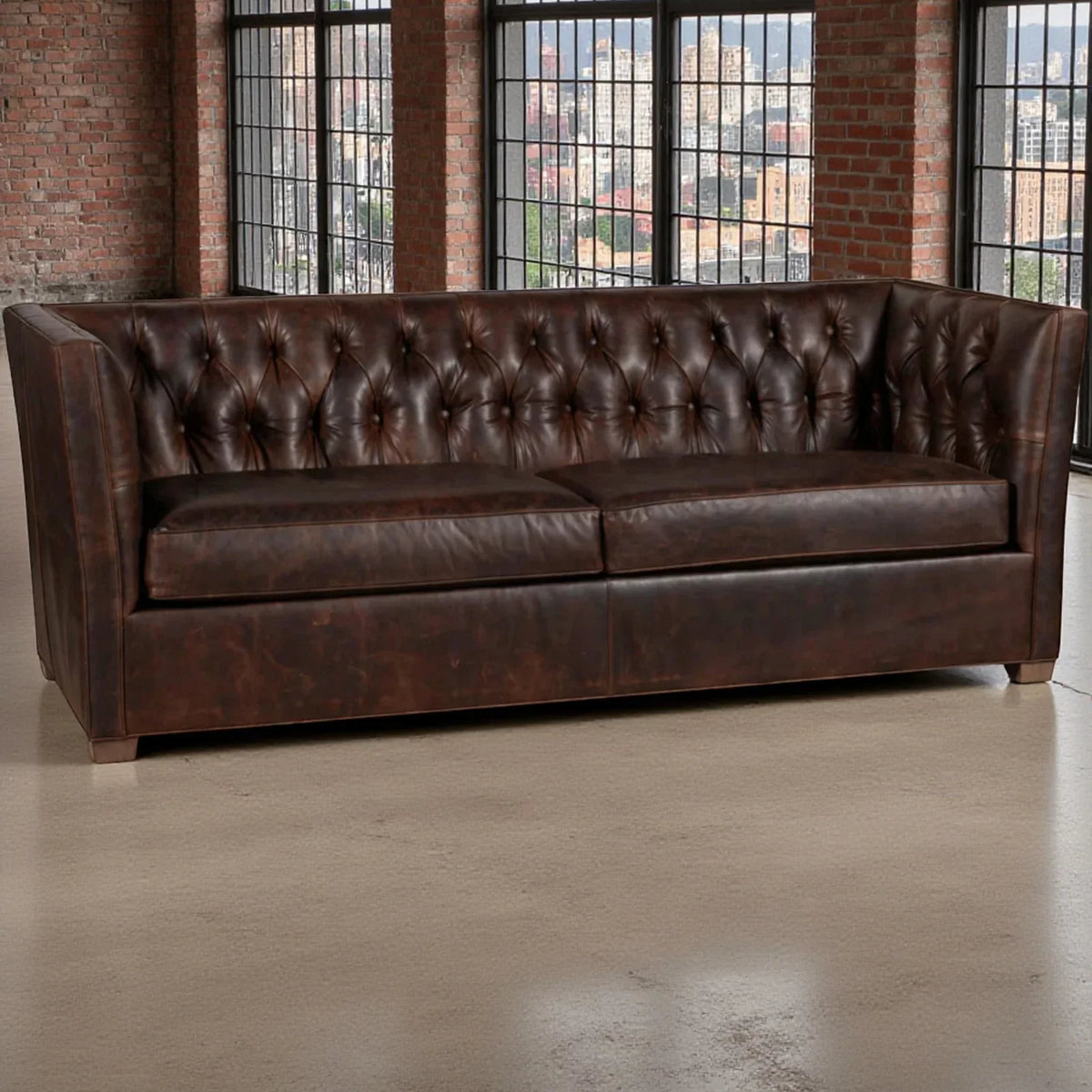 tufted leather sofa