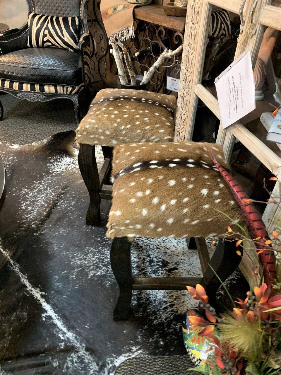 Axis Deer Hide Upholstered Bar Stools | Your Western Decor