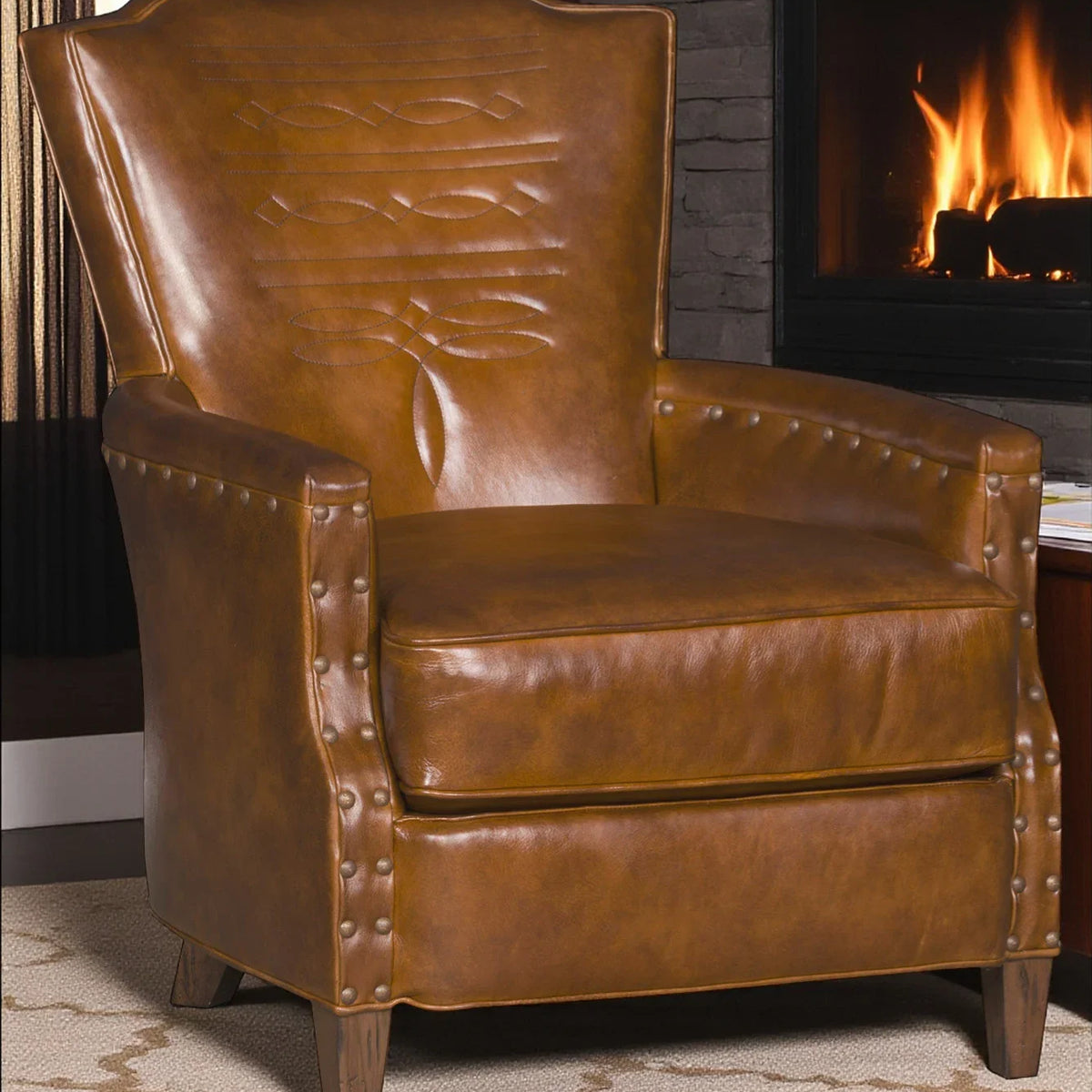 Bourbon Boot Stitch Leather Lounge Chair USA Made – Your Western Decor