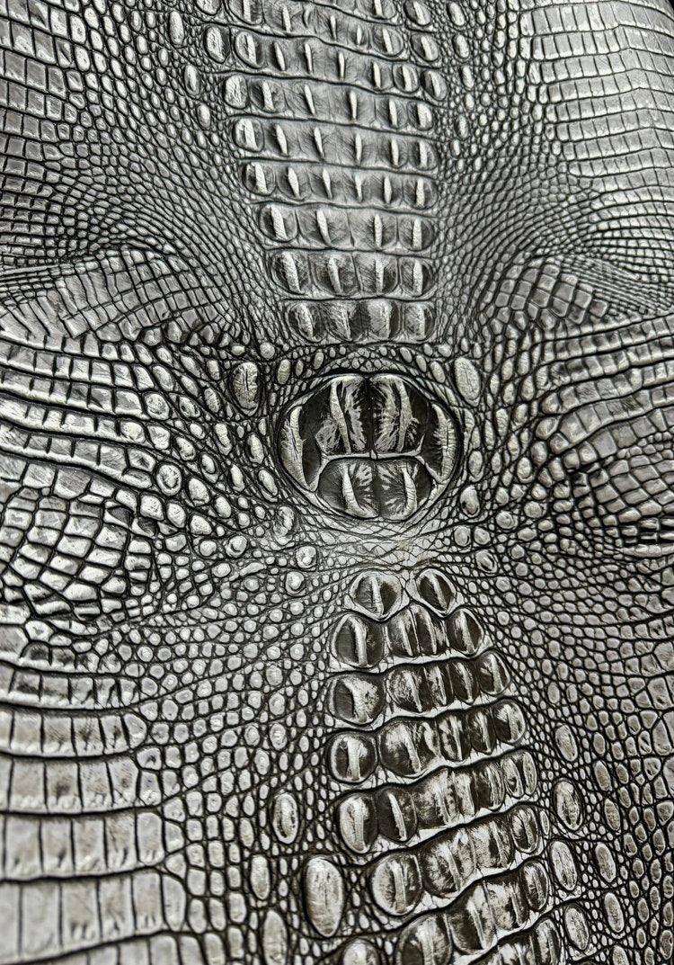 Croc Silver Grey Embossed Leather | Your Western Decor
