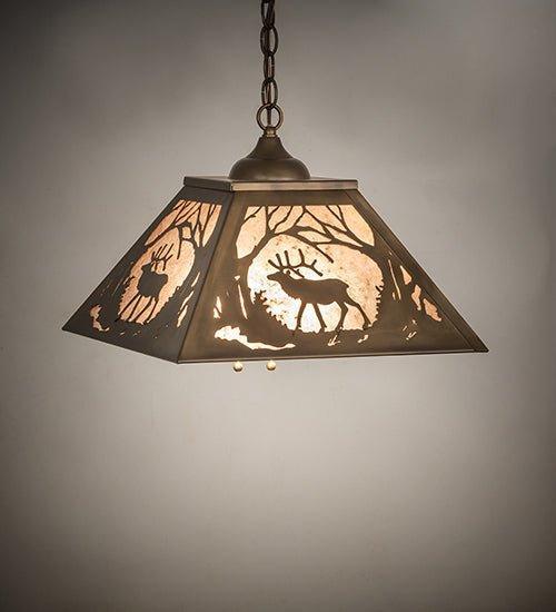 Elk at Dawn Square Pendant Light | USA Made | Your Western Decor
