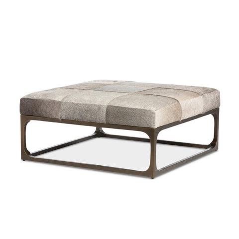 Grey Cowhide Square Ottoman | Cowhide | Your Western Decor