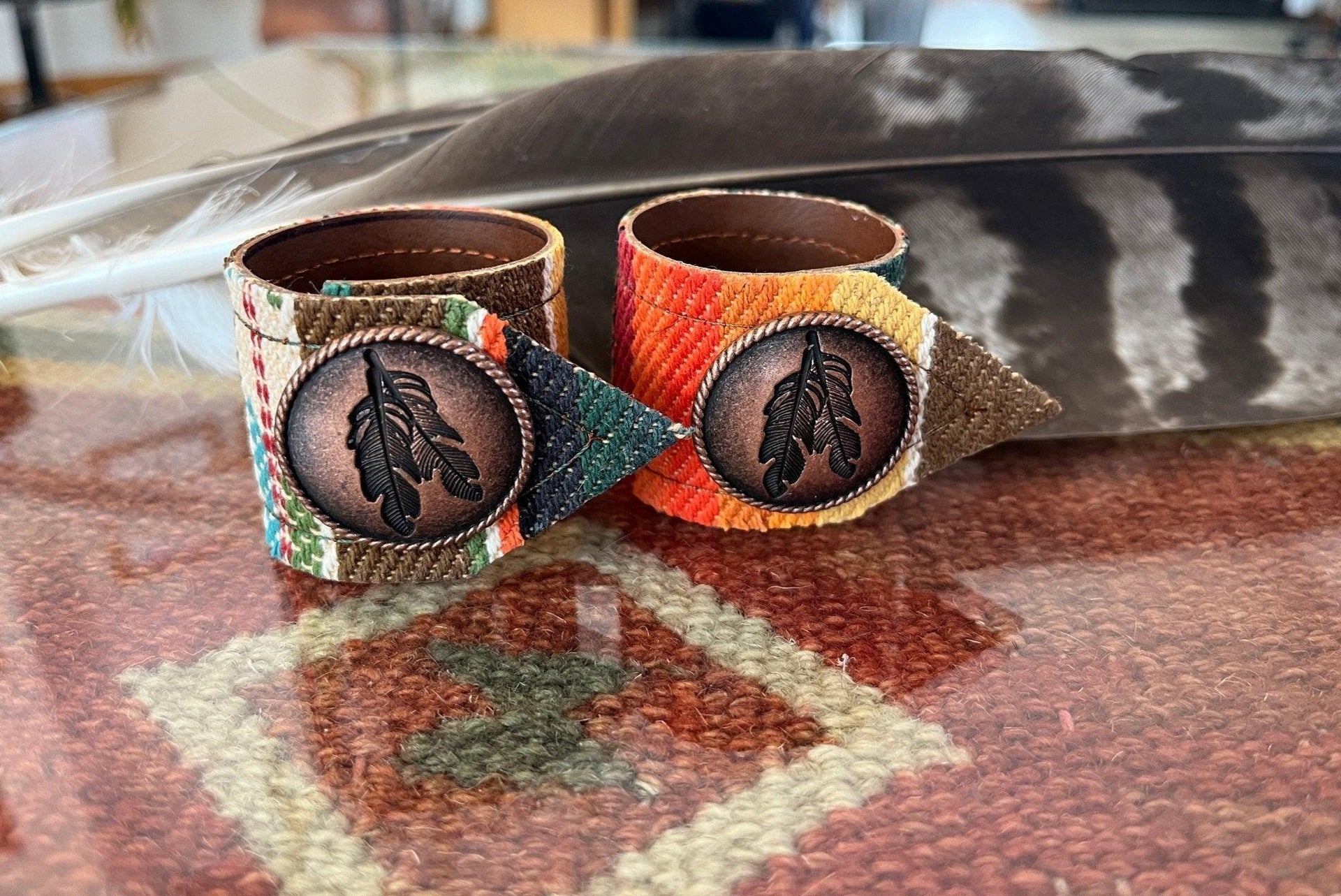 Feather Sunset Serape Napkin Rings | Your Western Decor