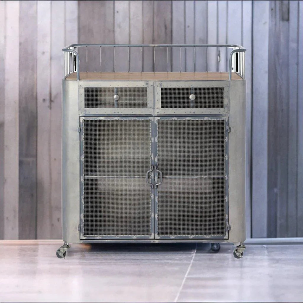 Industrial Bar Cart | Metal Rolling Bar Cart | Your Western Decor