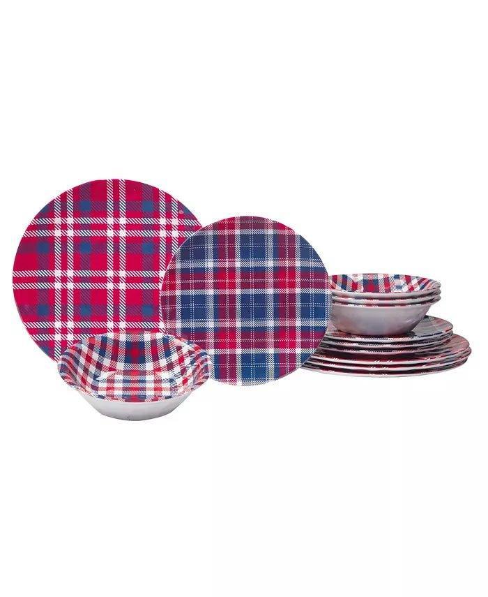 Patriotic Plaid Melamine Dishes | Holiday Dinnerware | Your Western Decor