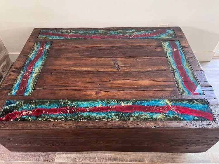 Reclaimed Wood w/ Glass Inserts Coffee Table | Your Western Decor