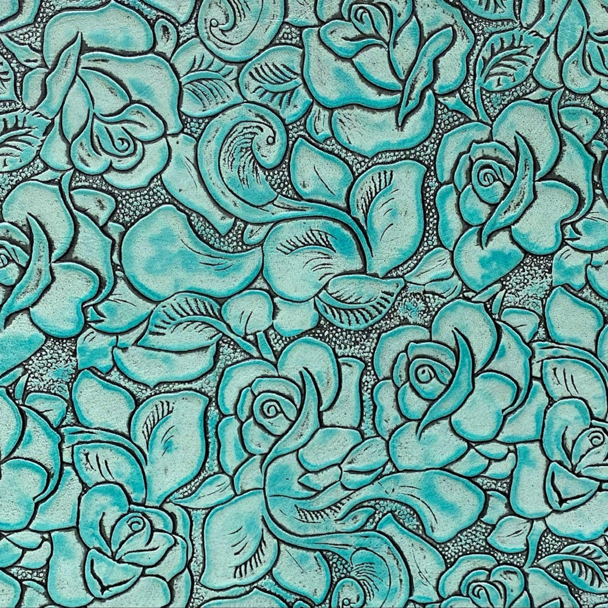 Roses Light Turquoise Embossed Leather | Your Western Decor