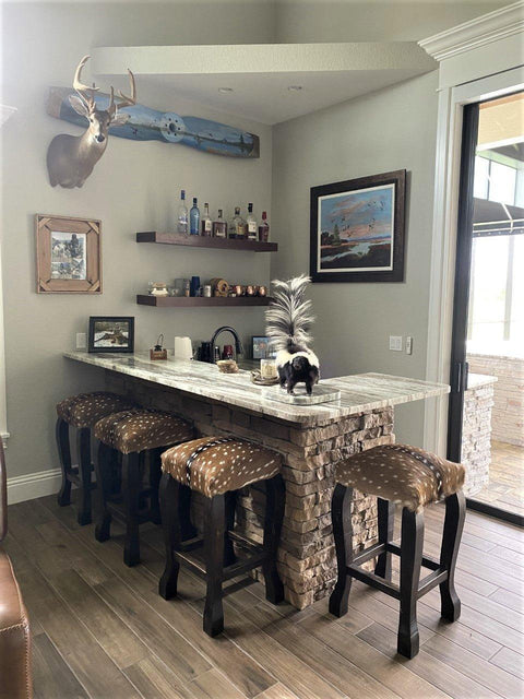 Axis Deer Hide Upholstered Bar Stools | Your Western Decor