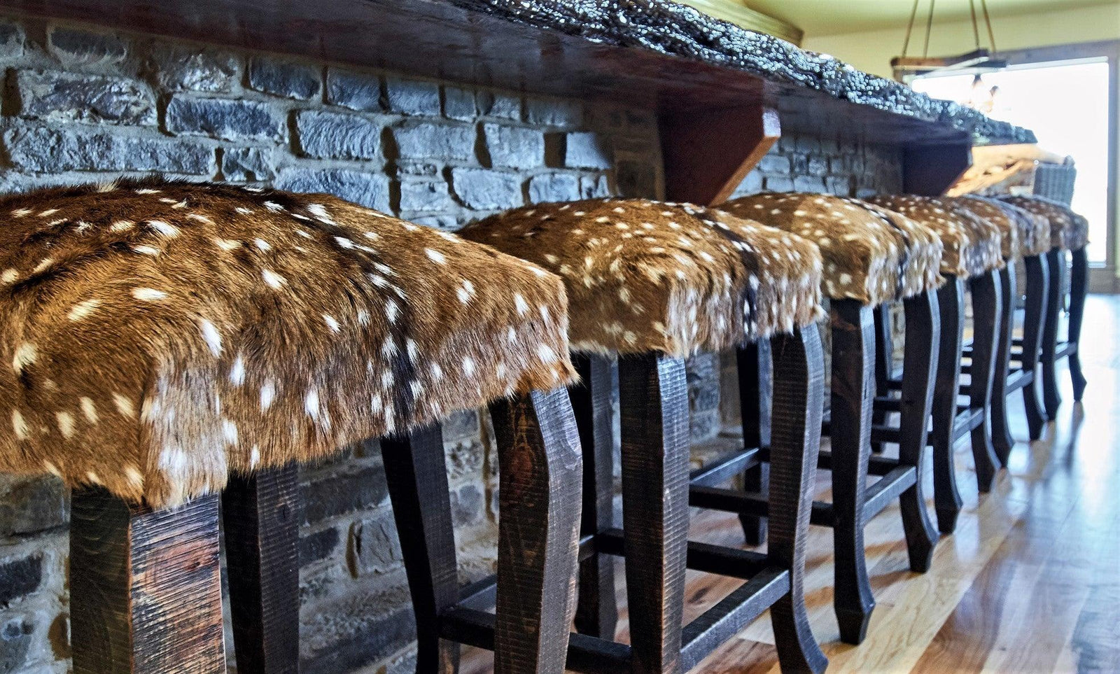 Axis Deer Hide Upholstered Bar Stools | Your Western Decor