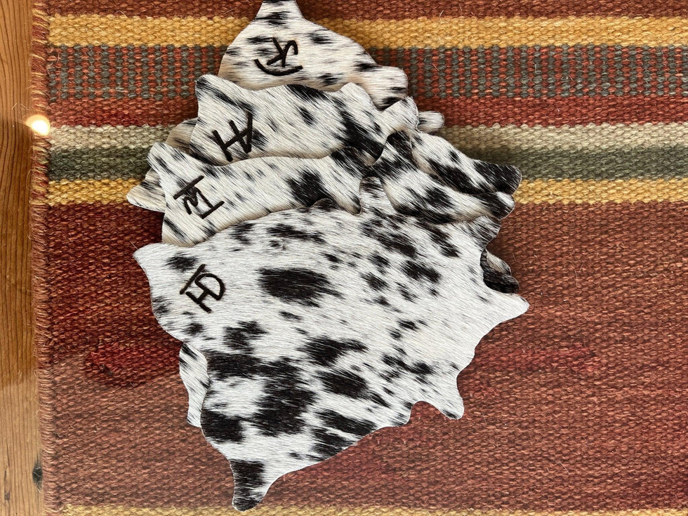 Custom Laser Branded Cowhide Coasters | Your Western Decor