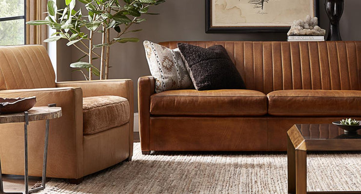 Leather Channel-Stitched Sofa | Classic Western Luxury – Your Western Decor