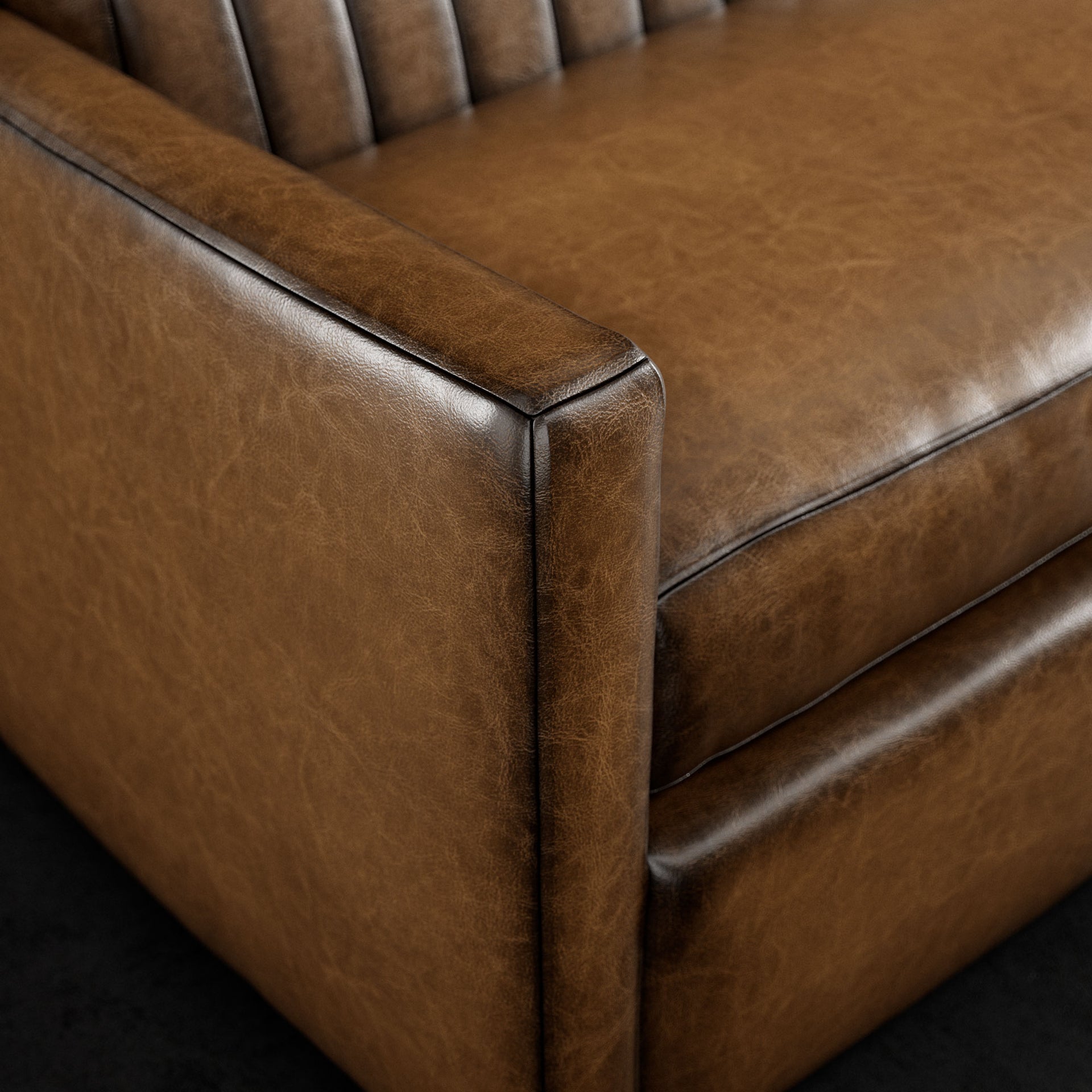 Leather Channel-Stitched Sofa | Classic Western Luxury – Your Western Decor