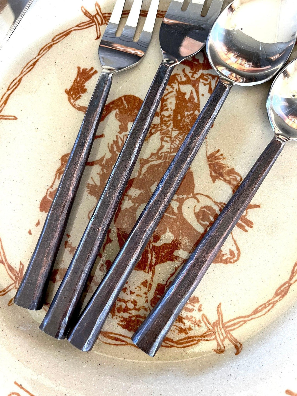 Hammered Copper Handled Flatware | Your Western Decor