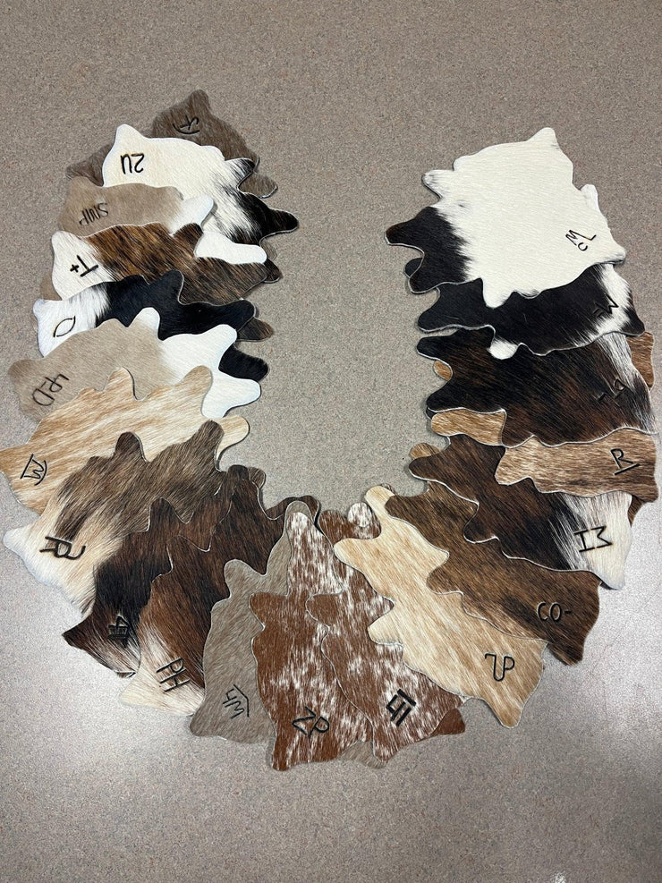 Custom Laser Branded Cowhide Coasters | Your Western Decor