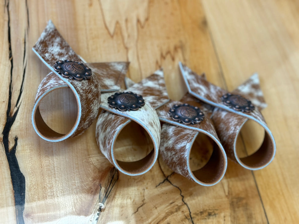 Custom Made Cowhide Concho Western Napkin Rings – Your Western Decor