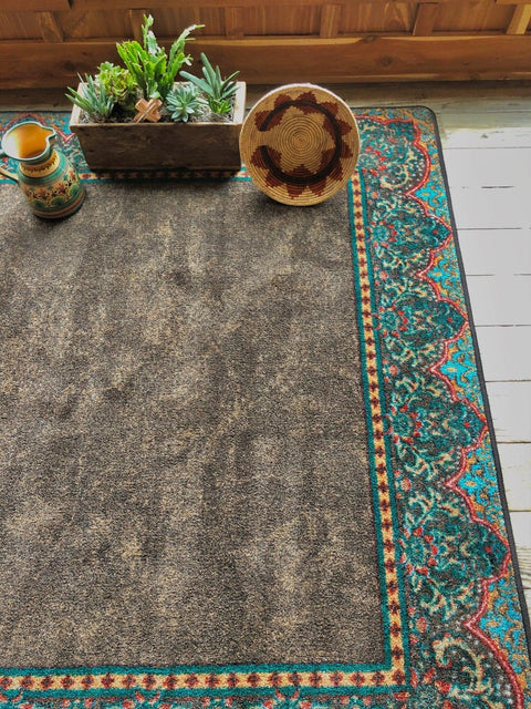 Chocolate & Turquoise ~ Elegant Western Rugs | Western Area Rug – Your ...