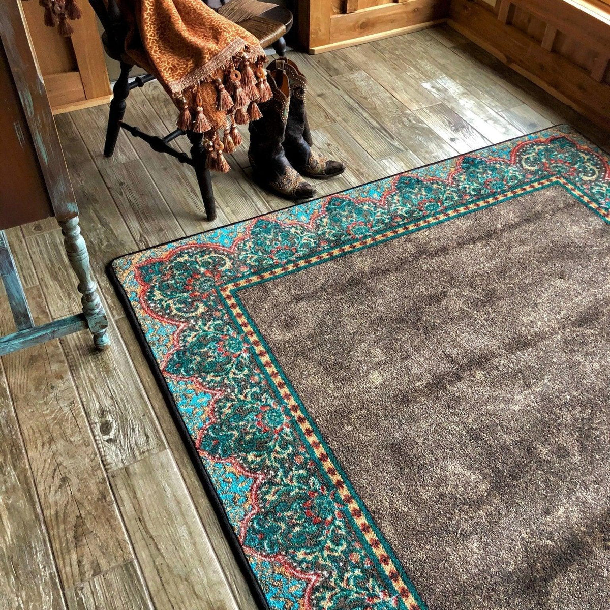 Chocolate & Turquoise ~ Elegant Western Rugs | Western Area Rug – Your ...