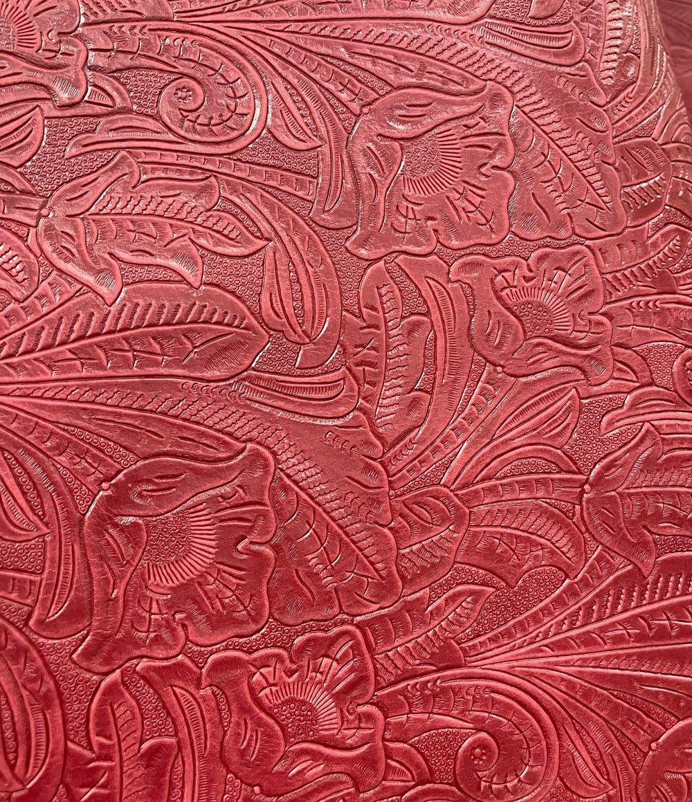 Denver Red Embossed Leather Upholstery | Your Western Decor