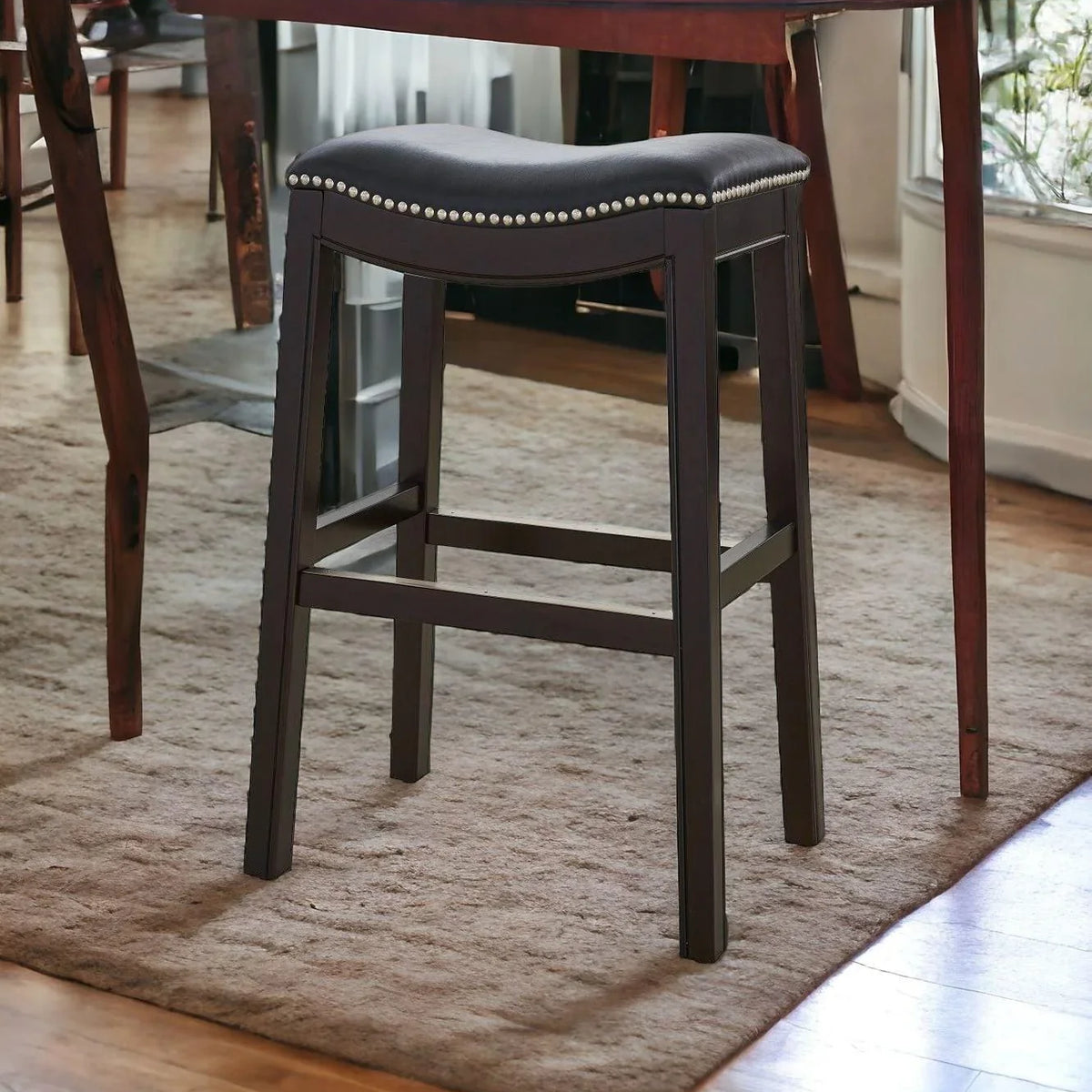 Black Saddle Style Bar Stool 30"H | Your Western Decor