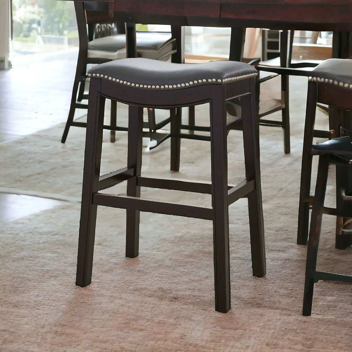 Espresso & Grey Saddle Style Bar Stool | Your Western Decor