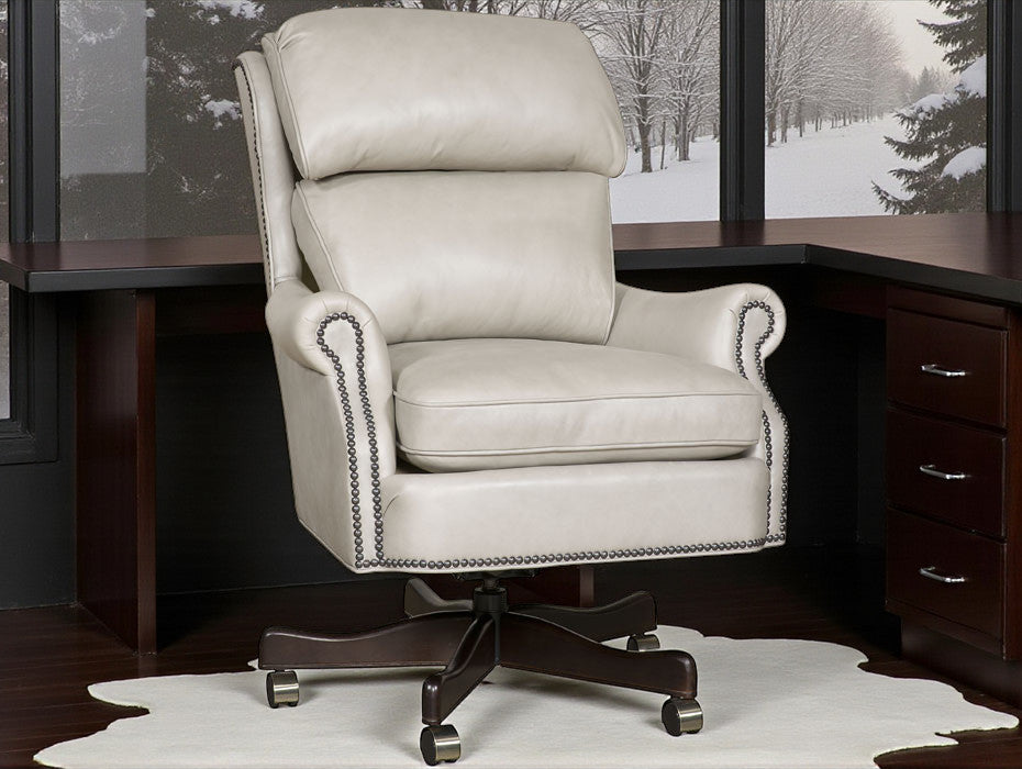 Executive Ivory Leather Office Chair | Your Western Decor