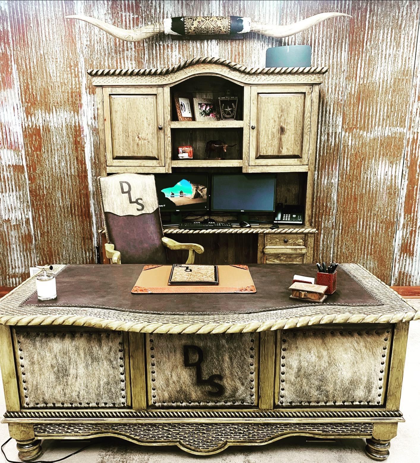 Executive Western Upholstered Desk | Your Western Décor – Your Western ...