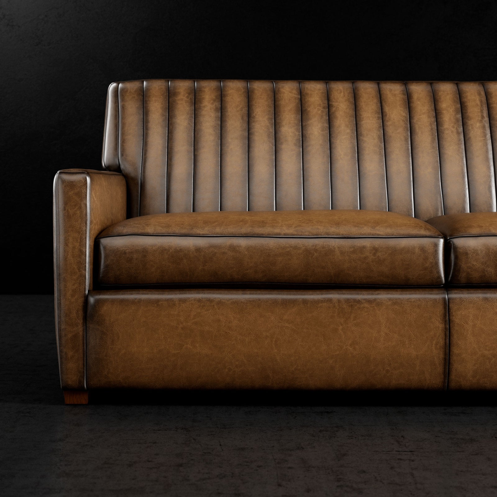 Leather Channel-Stitched Sofa | Classic Western Luxury – Your Western Decor