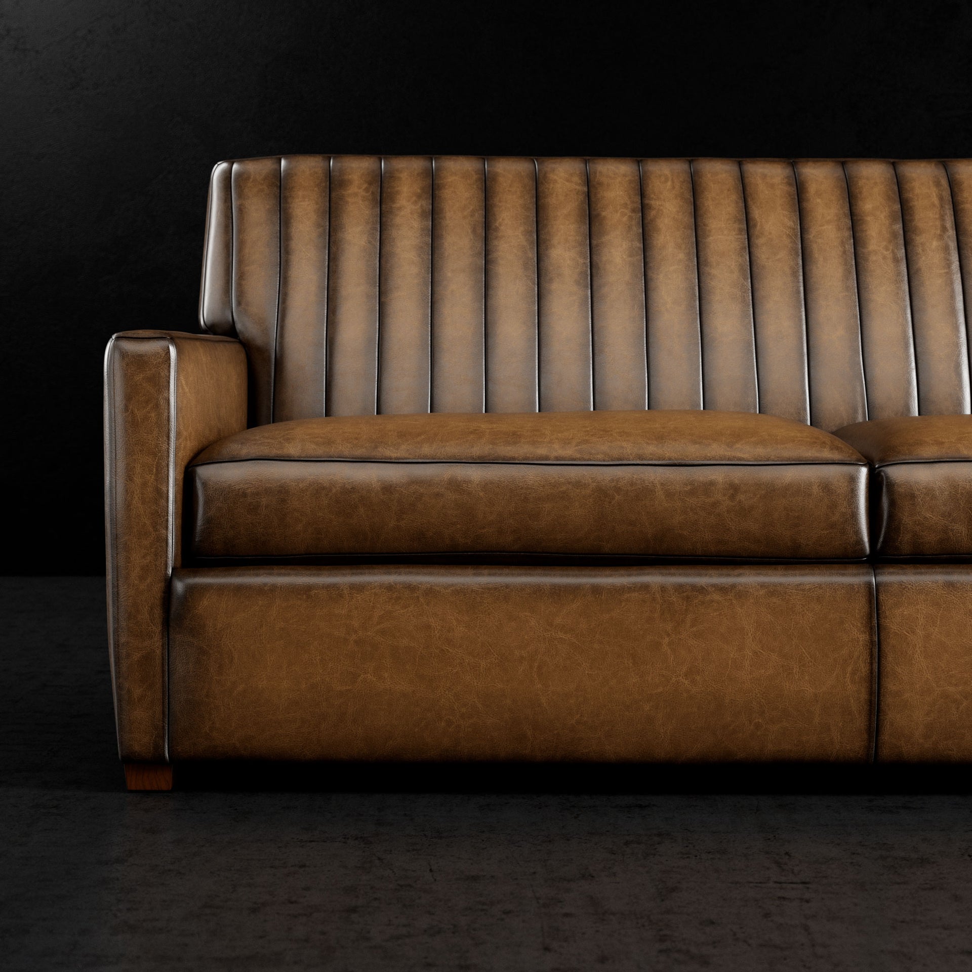 Leather Channel-Stitched Sofa | Classic Western Luxury – Your Western Decor