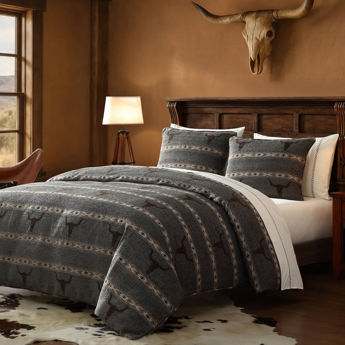 High Plains Longhorn Lodge Bedding | Western Comforter & Duvet Set ...