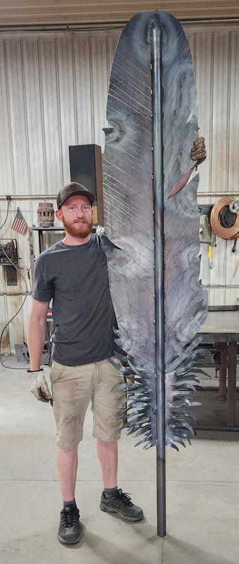Standing Iron Feather Outdoor Feature | Your Western Decor
