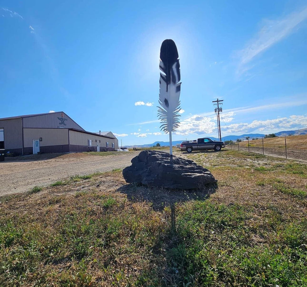 Standing Iron Feather Outdoor Feature | Your Western Decor