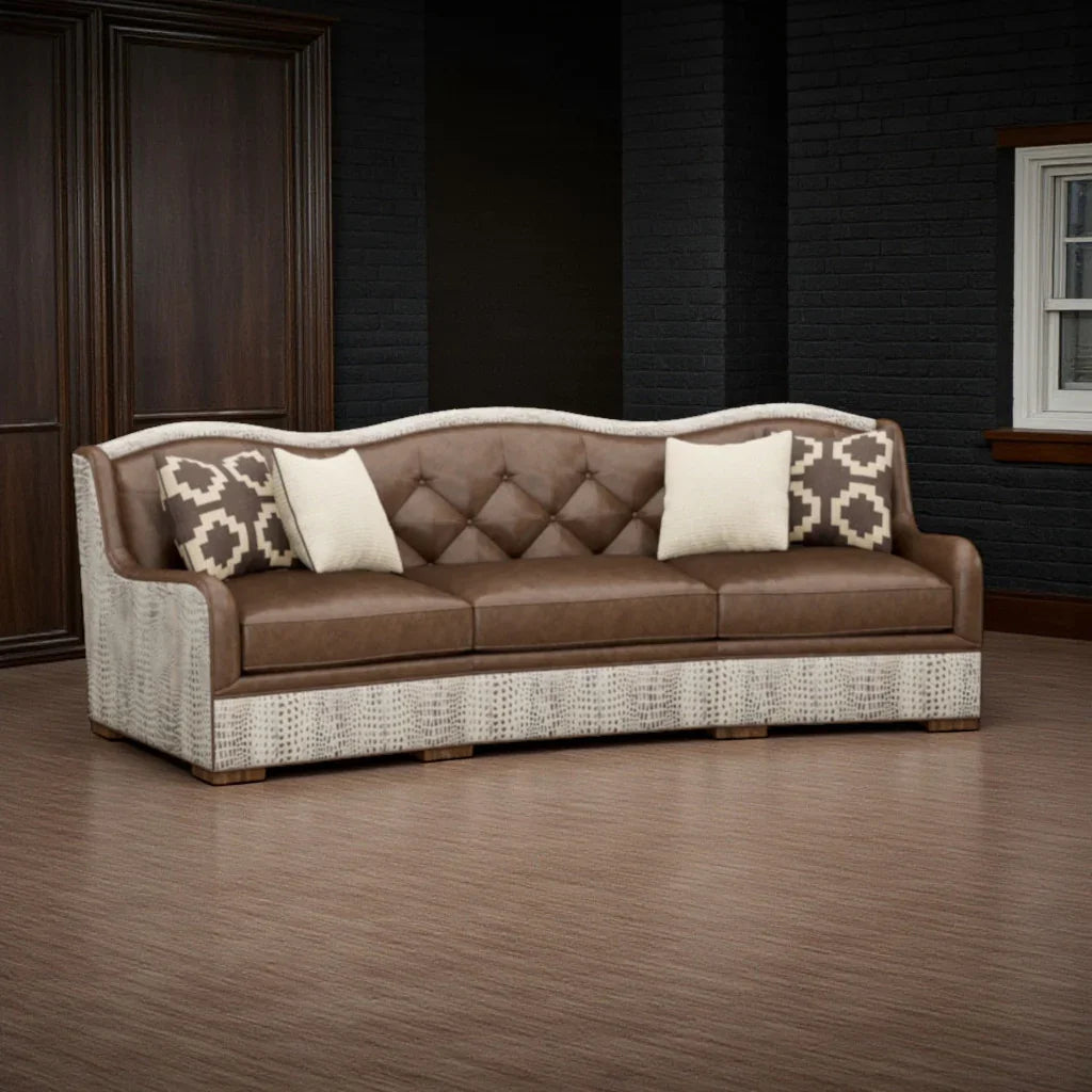 Ivory Croc Curved Leather Sofa | Luxury Western Furniture – Your ...