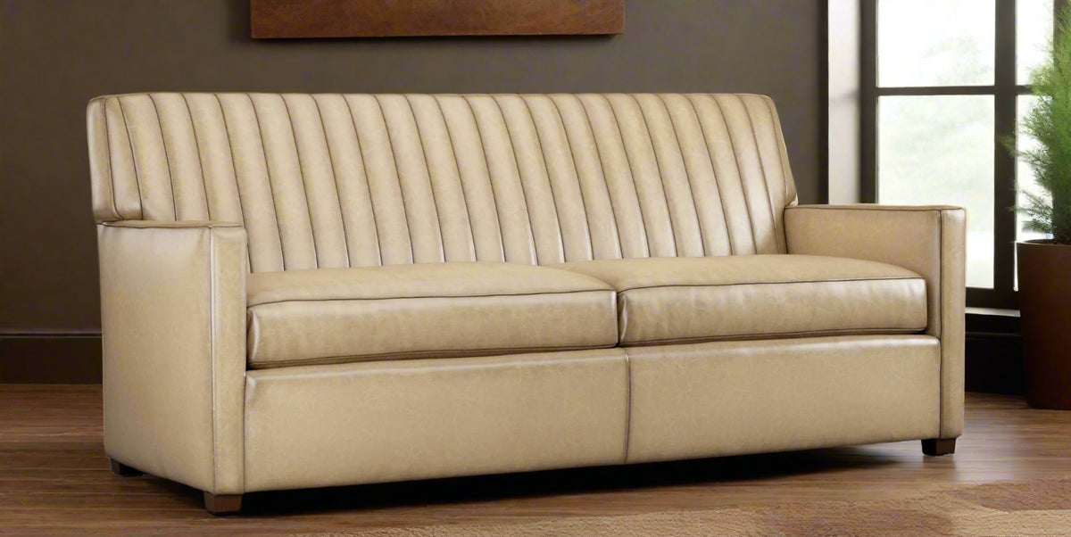 Leather Channel-Stitched Sofa | Classic Western Luxury – Your Western Decor