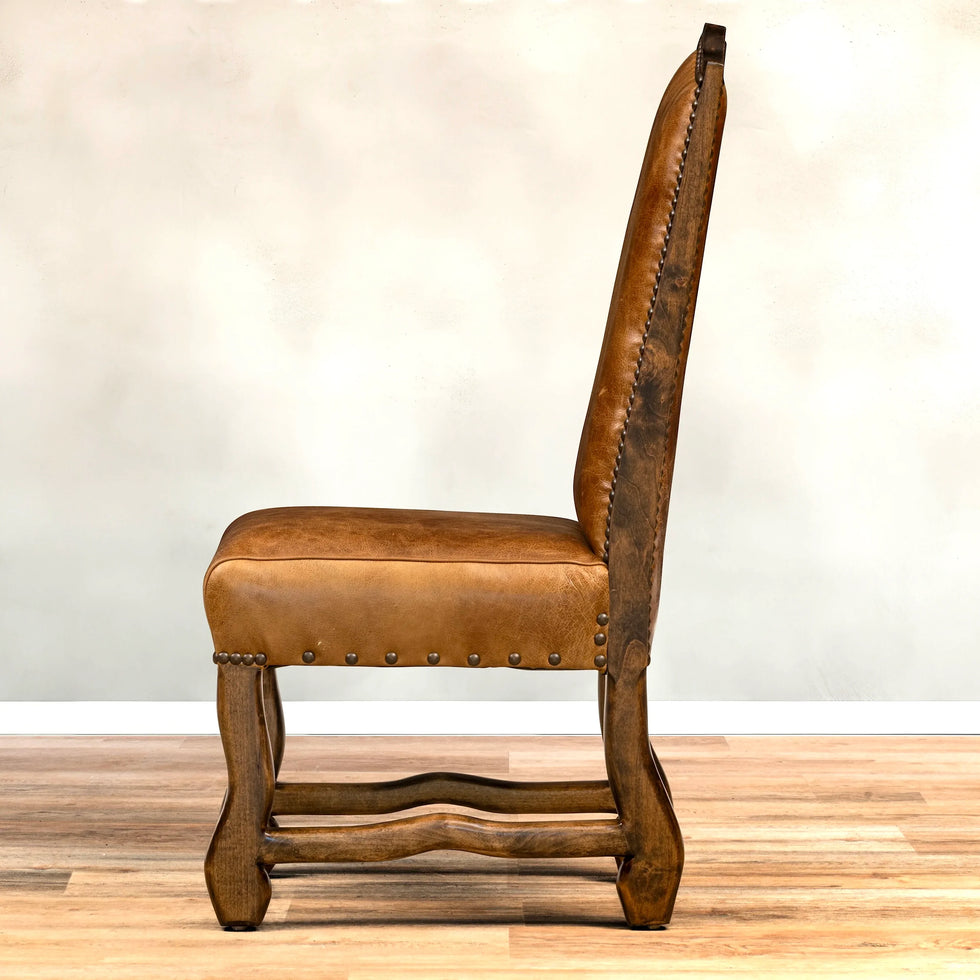 Custom High-Back Leather Dining Chairs | Your Western Decor