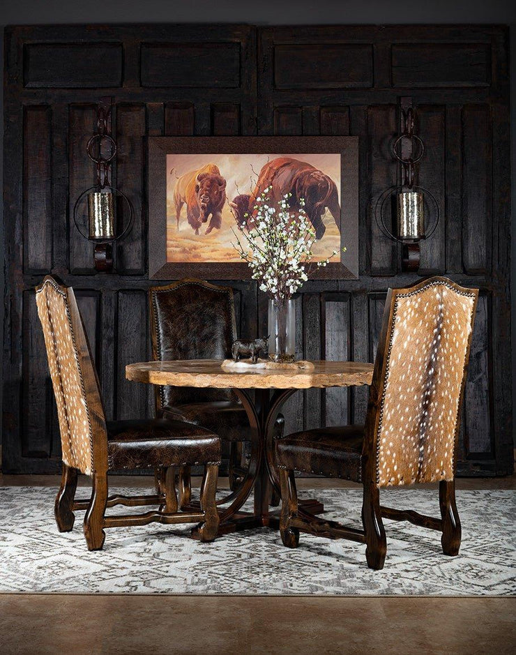 Leather & Axis Hide Side Chair | Rustic Dining | Your Western Decor