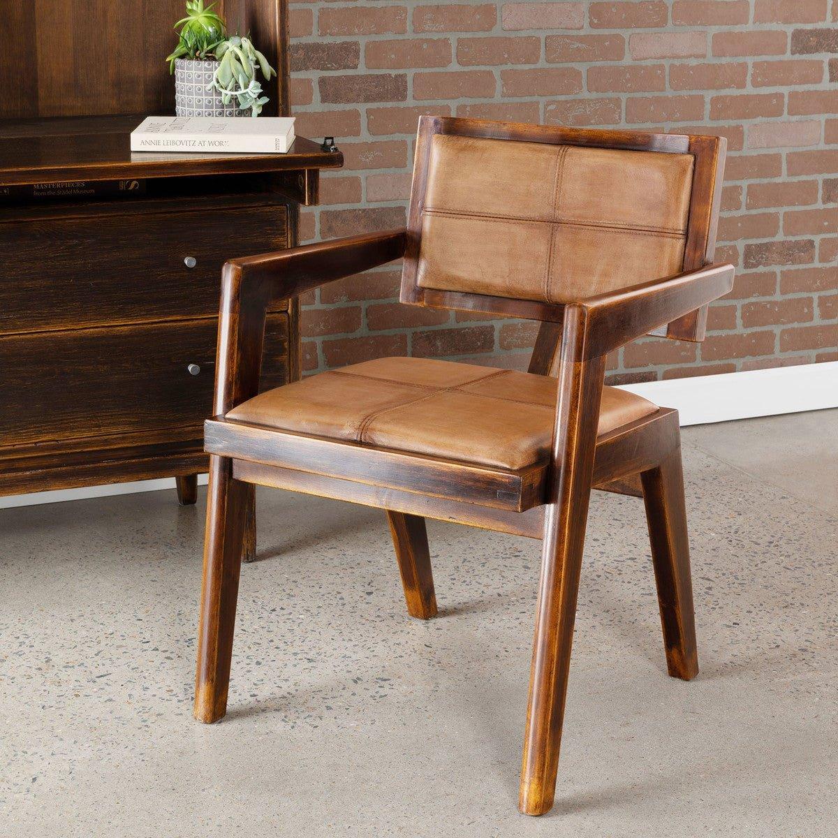 Rustic Leather Arm Chair French Oak Leather Chairs Orange Furniture