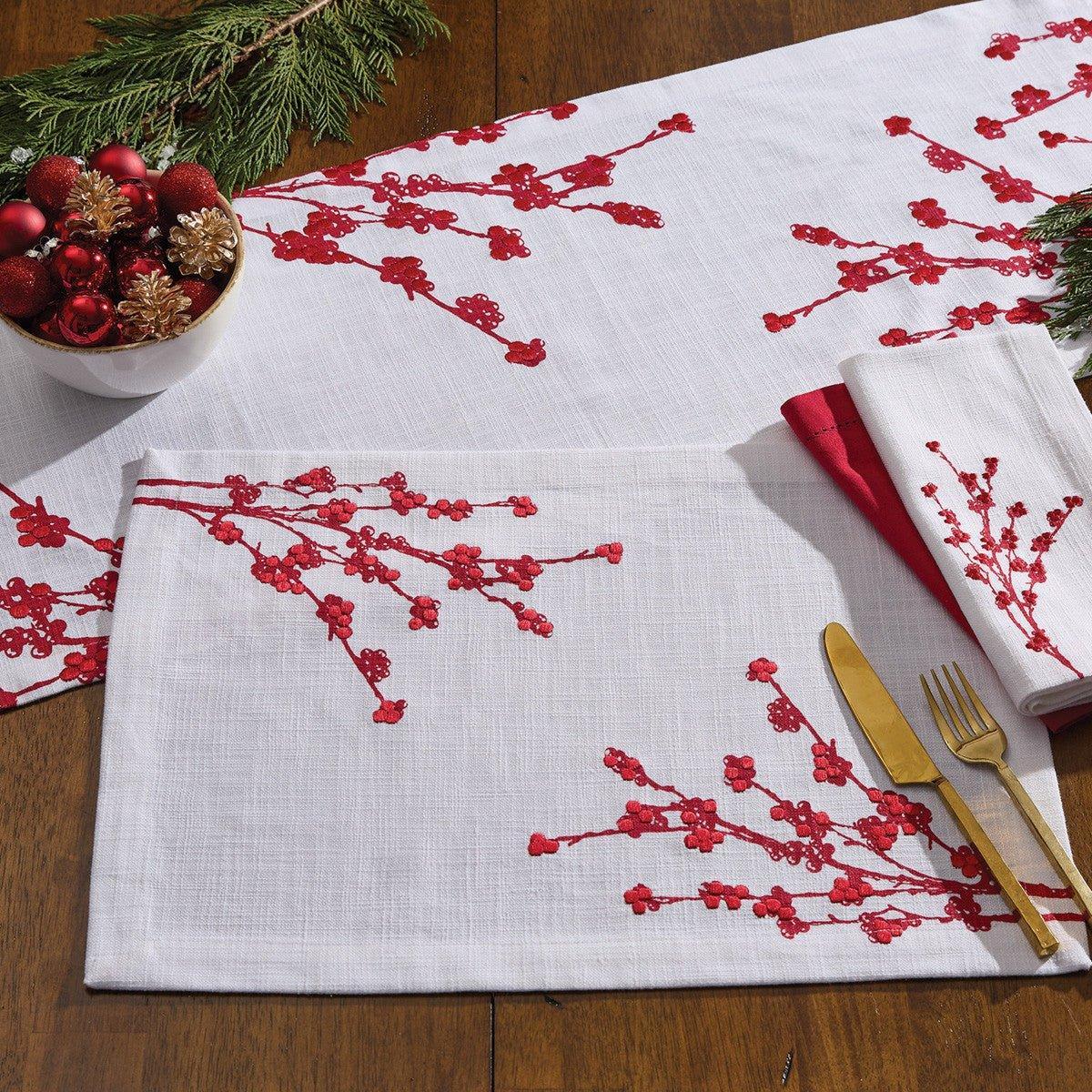 Holly Berries Christmas Table Linens | Your Western Decor