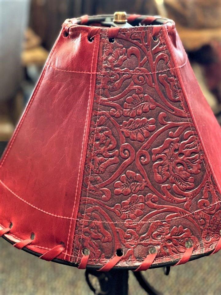 Embossed Red Leather Lamp Shades for Western Home Decor – Your Western ...