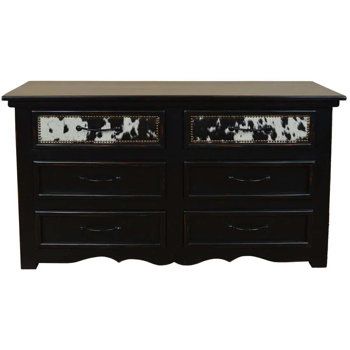Regal Ebony Black/White Cowhide Dresser | Your Western Decor
