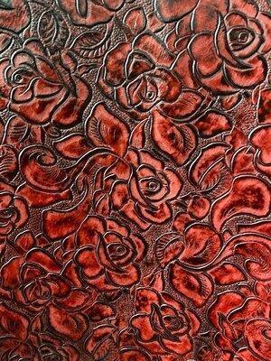 Roses Imperial Red Embossed Leather | Your Western Decor