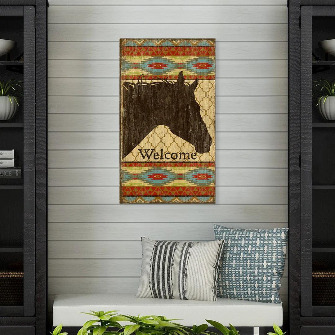 Southwestern Wood Welcome Sign w/ Horse | Your Western Decor