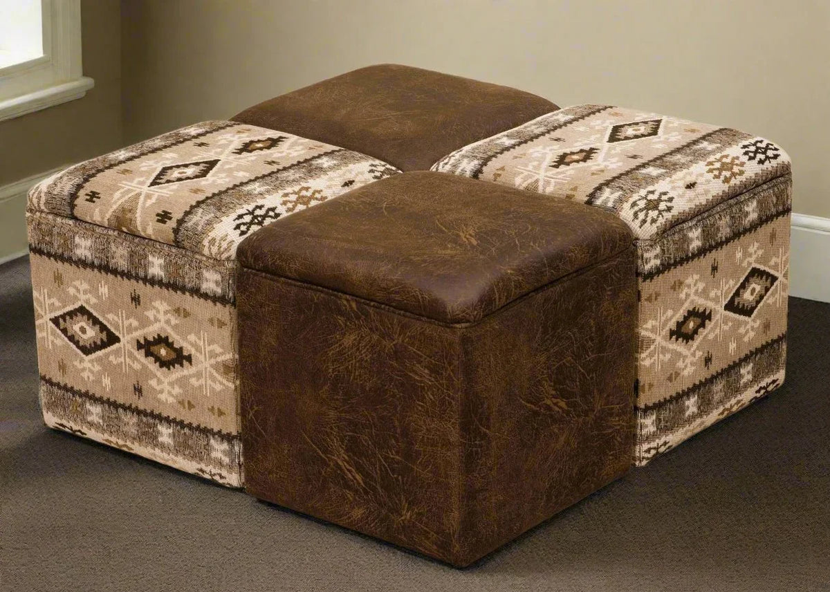 Rustic Cube Footstool with Storage | Ottomans | Your Western Decor