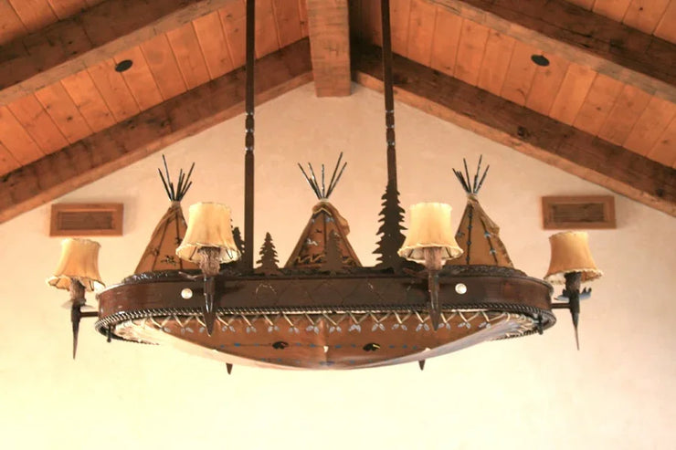 Tipi Village Rawhide Oval Chandelier | Your Western Decor