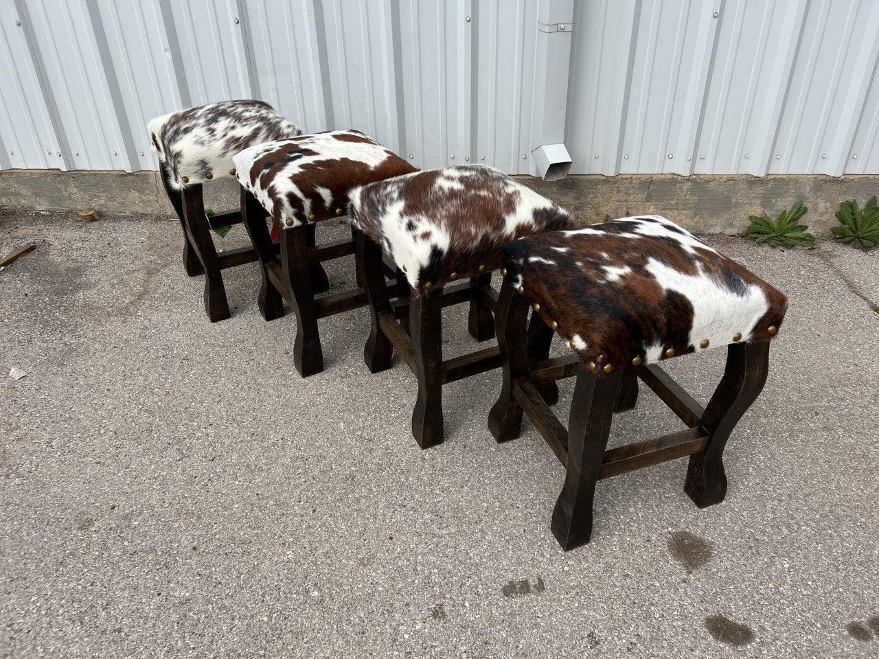 Tri Color Cowhide Upholstered Bar Stools | Your Western Decor