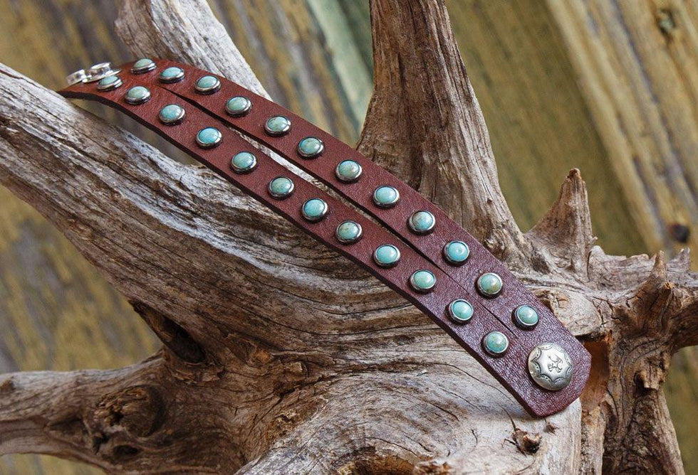 Turquoise Stone Double Band Cuff Bracelet | Your Western Decor