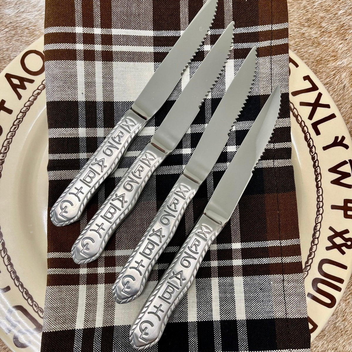Engraved Rope & Brands Steak Knives | Your Western Decor
