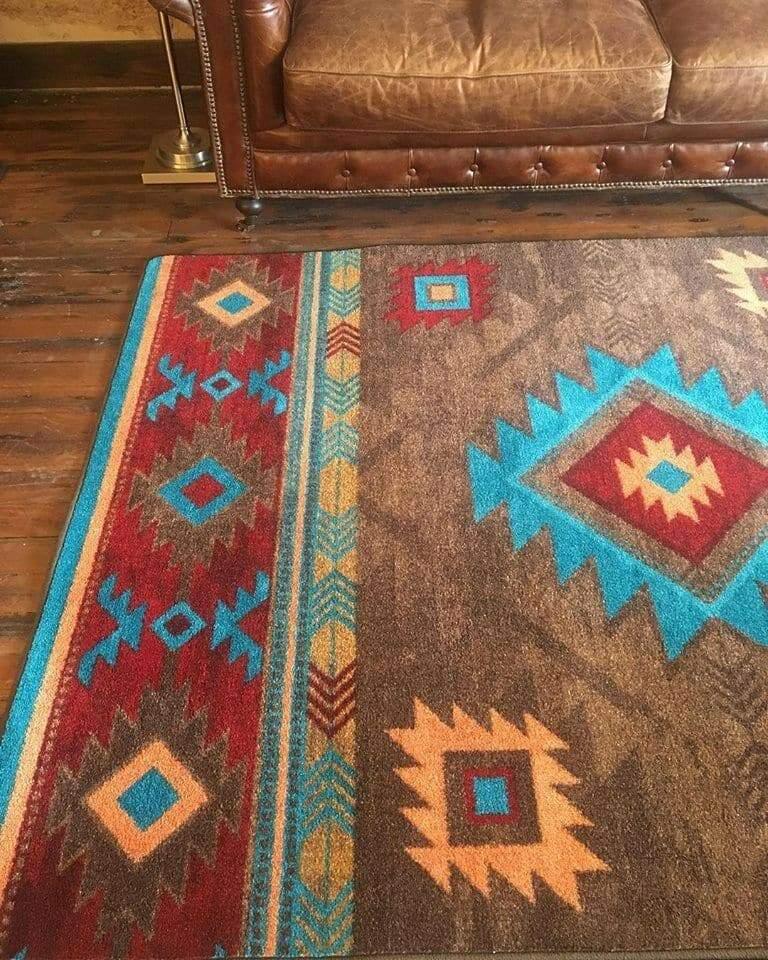 Aztec Whiskey River Rugs in Turquoise | Your Western Decor