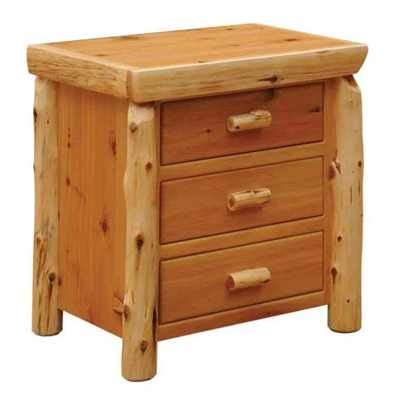 Wide Natural Cedar Log Nightstand | Your Western Decor
