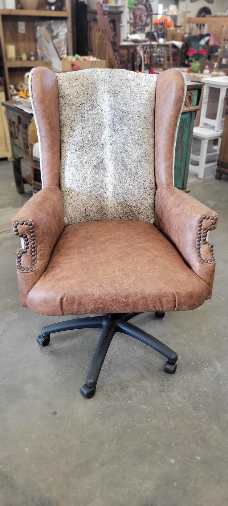 Western Leather & Cowhide Executive Desk Chair – Your Western Decor