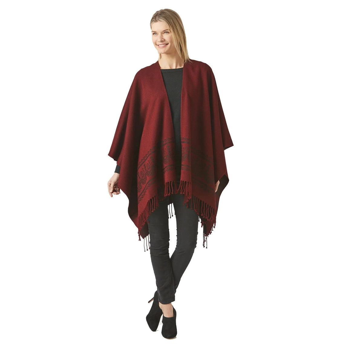 Women's Burgundy Shawl Ecuadorian Artisan-Made – Your Western Decor